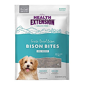 Health Extension Freeze Dried Dog Treat, Gluten & Grain-Free, Puppy Training Treats, Freeze - Dried Bison (4.5 Oz / 127 g)