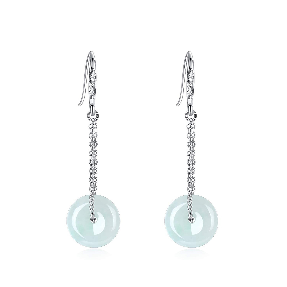 Jade Earrings Jade Clasp Fashion And Elegant Jewelry Earrings Sterling Silver Ear Hook For Women.