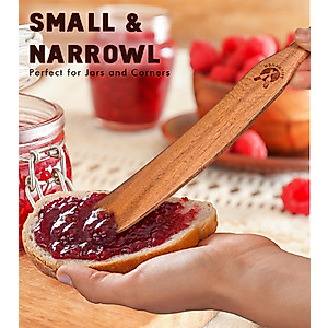 Skinny Spurtle for Sourdough Starter, Mixing, Reaching Bottom of Jar, Dough Whisk, 100% Natural from High Moist Resistance Teak, Spurtles Kitchen Tools Wooden Kitchen Utensils for NonStick Cookware