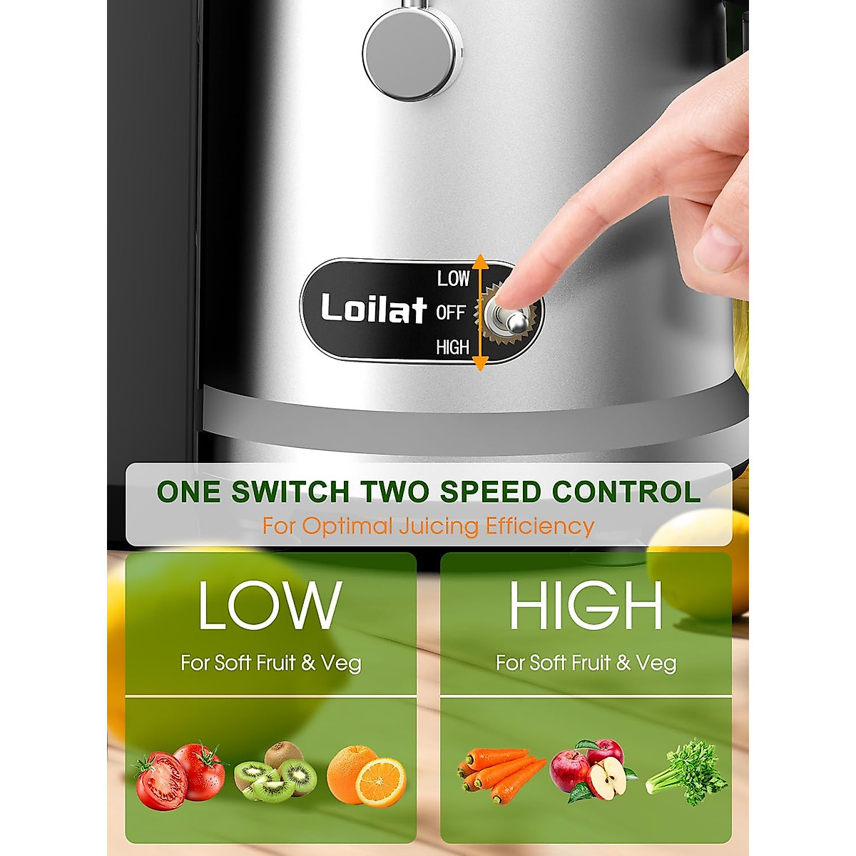 Juicer Machine, 1200W Juicer with 3" Feed Chute for Whole Fruits and Veg, Dual Speeds Centrifugal Juice Extractor, High Juice Yield, Full Copper Motor, Easy to Clean, BPA Free (Black)