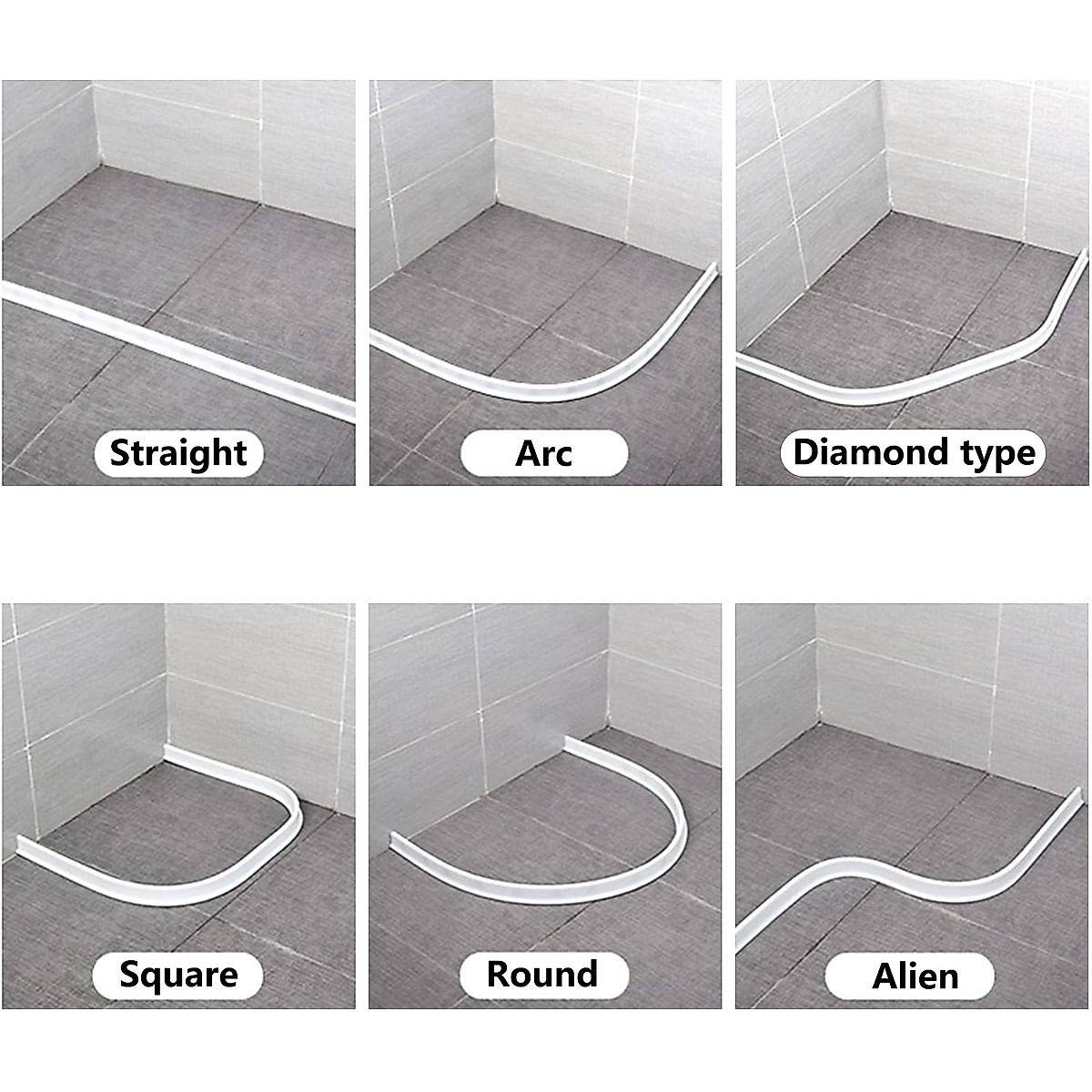 DFANCE Shower Threshold Water Dam Collapsible Bath Shower Barrier,Dry and Wet Separation Water ​Barrier for Bathroom Kitchen Sink and Keeps Water Inside Threshold,Black,2M/79in