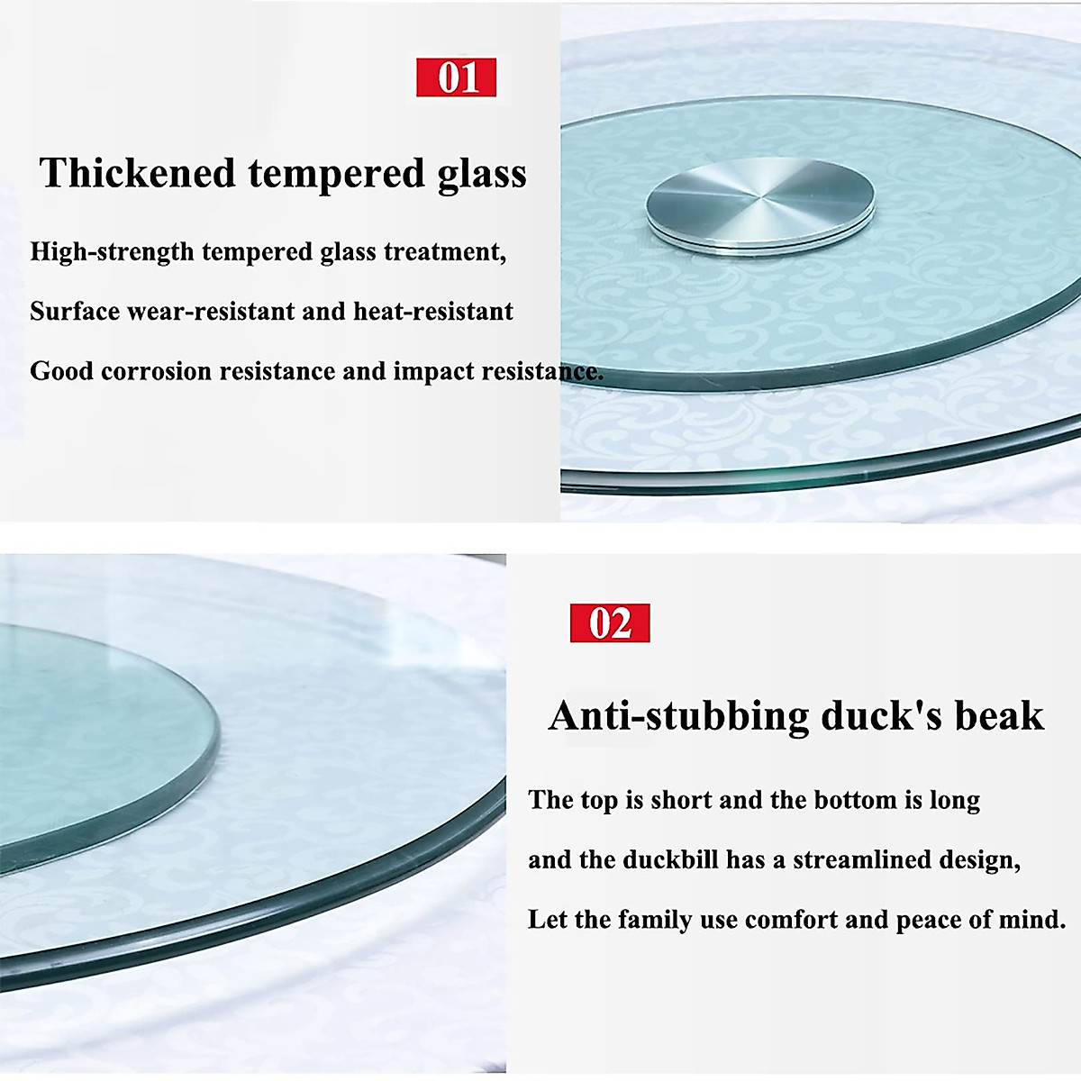 Dining Table Tempered Glass Turntable,Lazy Susan Turntable For Kitchen,360 Degree Swivel Dining Table Serving Tray,Clear Glass Rotating Serving Tray Silent Bearing 24/28/32/34/36/40 Inch