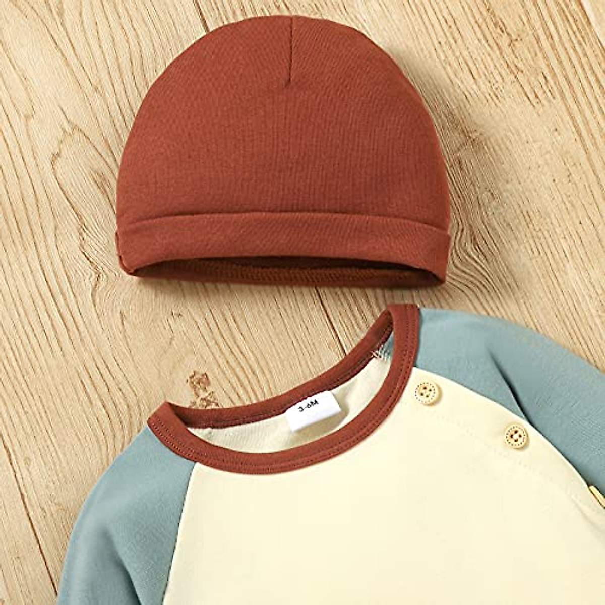 Tikoubabe Baby Boy Clothes Infant Sweatshirt Fall Winter Outfits Long Sleeve Pocket Pants Hats 3 Pcs Light Green Brown 12-18 Months