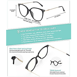 Gaoye Blue Light Blocking Glasses Women/Men, Fashion Cat Eye Fake Eyeglasses UV Ray Filter Computer Gaming Glasses (Light Black Frames/Transparent Lens)