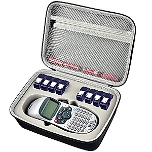 Case Compatible with DYMO LetraTag LT-100H Handheld Label Maker Machine, Holder for Labeler Makers Printer Machine & Labeling Tapes Refills, Box with Mesh Pocket for Batteries Accessories (Case Only）
