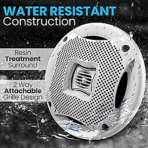 Lanzar 6.5” Dual Waterproof Marine Speakers - 400W 4Ohm Outdoor Car/Boat Radio Stereo Speakers Weather Proof Marine Stereo Speakers System Pair - Mounting Kit Speaker Wire, Grill- Lanzar AQ6CXW
