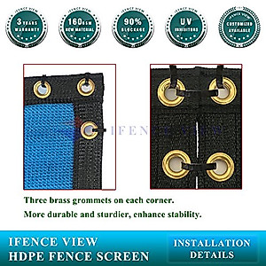 Ifenceview 8'x3' to 8'x50' Blue Shade Cloth Fence Privacy Screen Fence Cover Panels Mesh Net for Construction Site Yard Driveway Garden Pergola Gazebos Railing Canopy Awning 165 GSM (8' X 21')