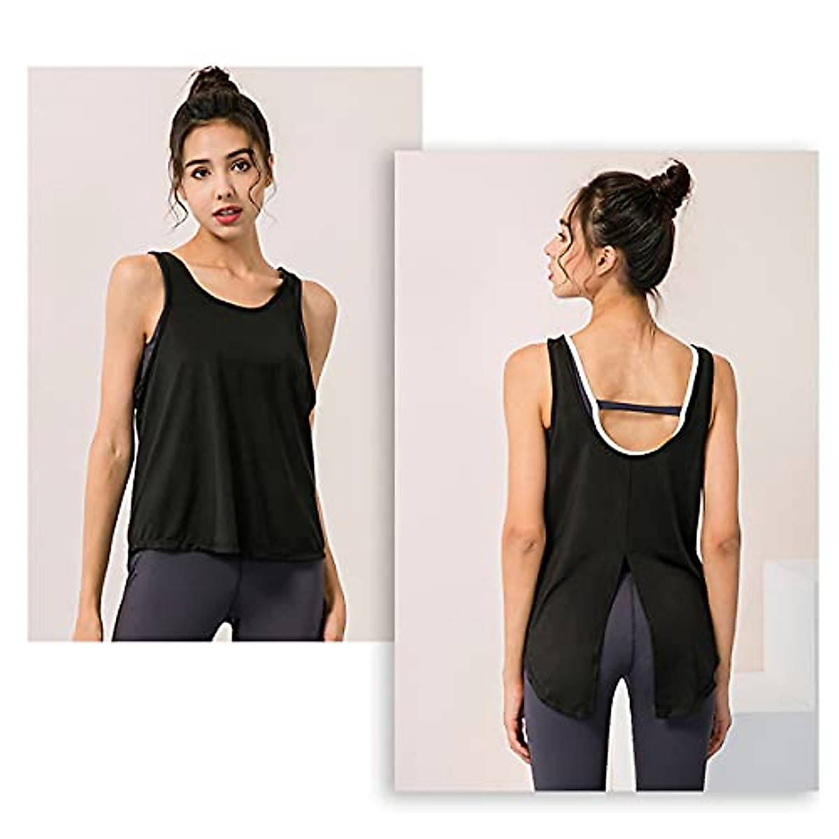 Athletic Tank Tops for Women Loose fit 3 Pack Open Back Strappy Yoga Workout Running Shirt Womens Shirts Summer
