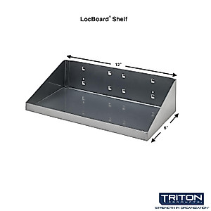 Locking Pegboard Hooks Triton Products 56126-SLV LocHook Shelf, 12" x 6", Silver
