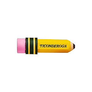 TICONDEROGA Erasers, Pencil Shaped, Latex-Free, Yellow, 3-Pack (38953)