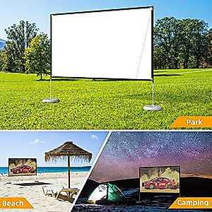 ZLXDP Portable Projector Screen Outdoor with Stand Bracket Screen 100 inch 16:9 4K 3D Fast Folding Projection Screen