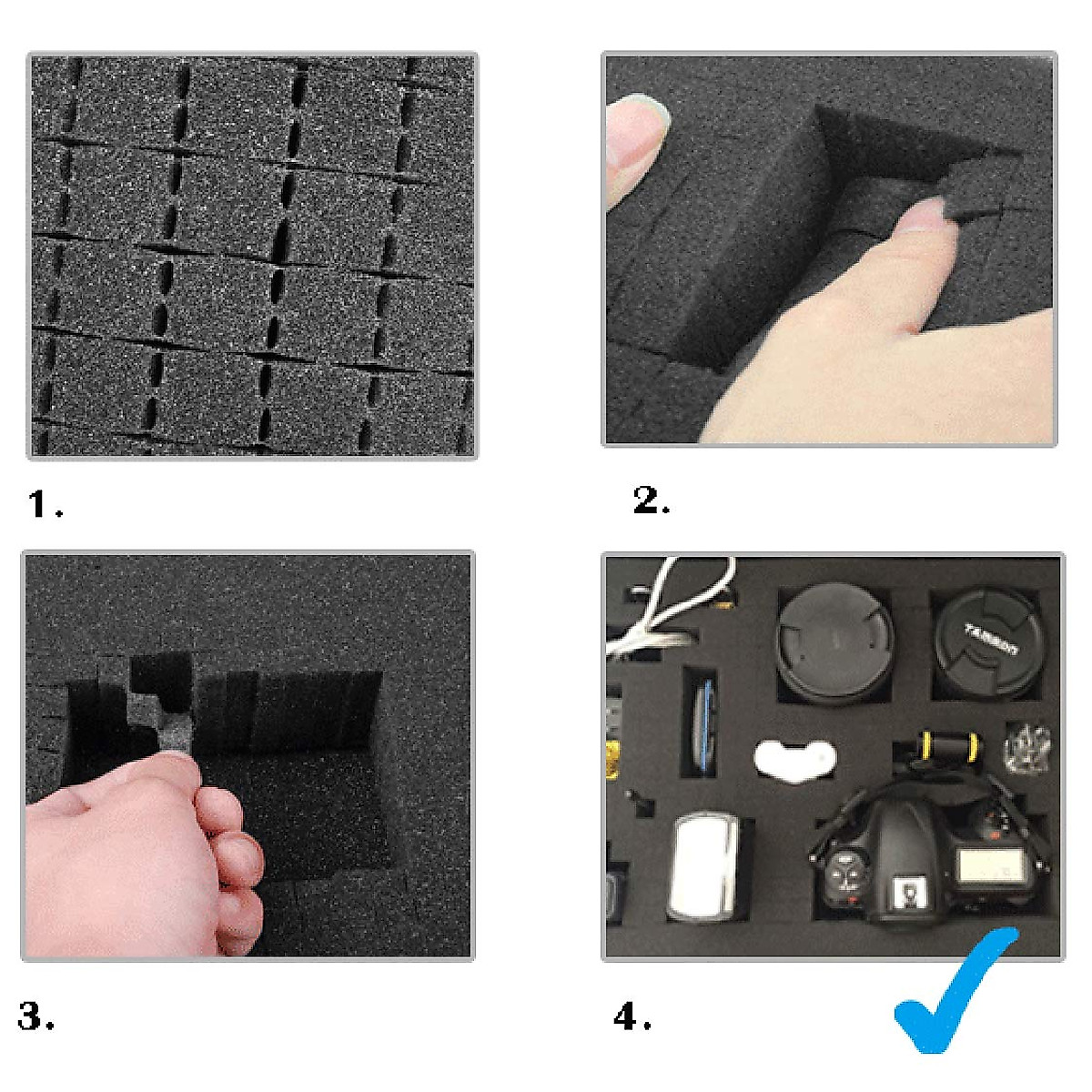 AOOCY Small Hard Carrying Case with Pluck Foam Interior for Pistol, GoPro,Microphone, Camera, and More - Outer Size 12.2 x 10 x 2.7 Inches, Black