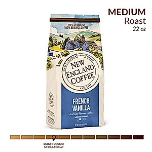 New England Coffee French Vanilla Medium Roast Ground Coffee, 22oz Bag (Pack of 1)