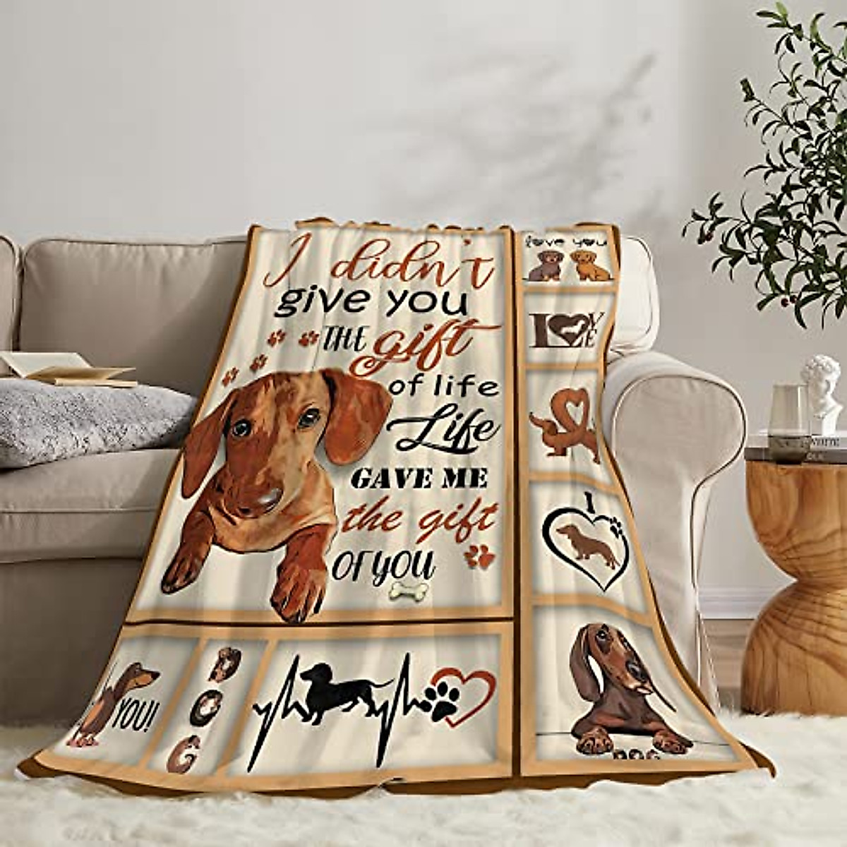 remzoke Dachshund Dog Blanket for Women Girl Soft Warm Daschund Gifts Fleece Throw Cozy Plush Fluffy Cute Wiener Flannel Blankets Adults Kids 50''X40''