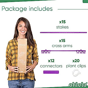 Large Tomato Cages for Garden - 6.5ft (Up to 80 Inches) Heavy Duty Tomato Cages for Vine, Vegetables, Fruits & Flowers with Adjustable Stake Arms - Tomato Stakes with 20Pcs Plant Clips