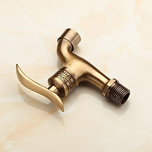 TOLIWEL Antique Brass Garden Outdoor Faucet Bathroom Wall Mount Water Decorative Hose Single Cold Tap G 1/2 inch Connection Spigot