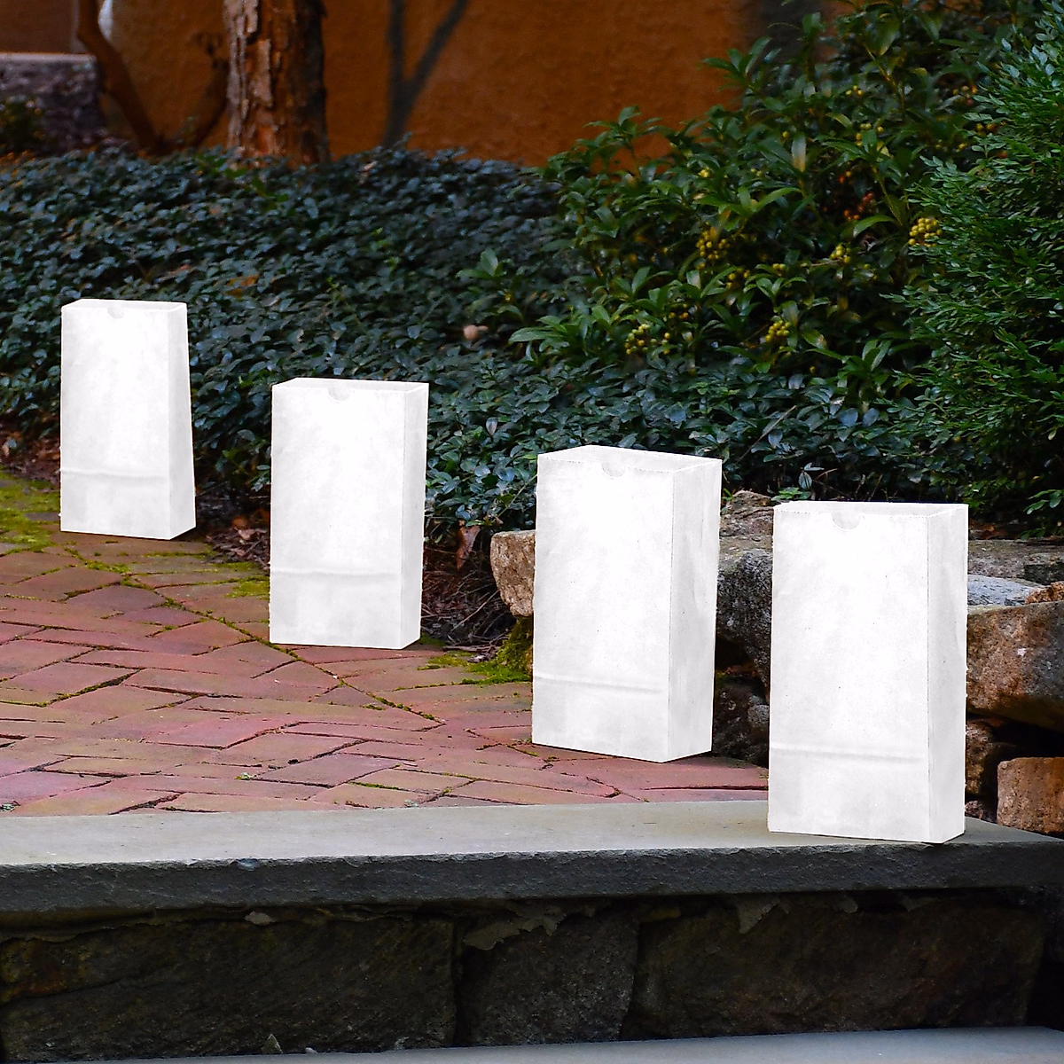 LumaBase Paper Luminaria Bags, White - Set of 100