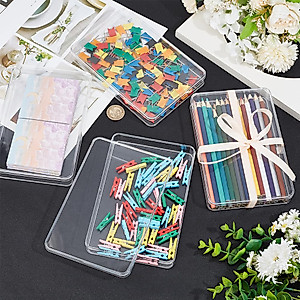 BENECREAT 4Pcs Acrylic Storage Boxes with Lids, 7x4.6x1inch Rectangle Storage Containers, Storage Display Box for Wedding, Party, Treats, Jewelry Accessories