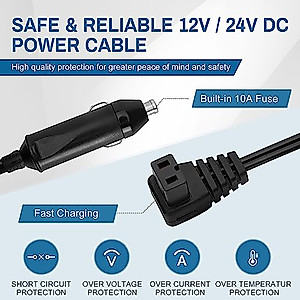 13.12 FT DC Power Cord Cable 12V/24V for Car Refrigerator Car Fridge Freezer Compatible with Alpicool, Bodega, Euhomy, BougeRV, Dometic, ICECO, Setpower, JoyTutus, ARB Etc Most Brands (13.12ft Black)