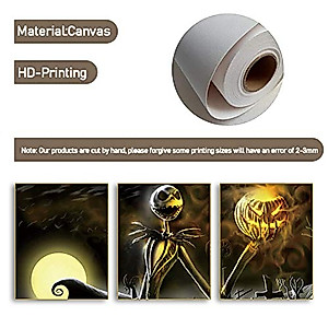 Halloween Day of The Dead Skull Dead Abstract Art Painting Set of 3 ( 8”X10”Canvas Picture) Home Living Room Decor Pumpkin Halloween Decor Poster Wall Art Pictures Painting Room Home Decor Gift