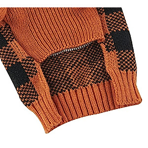 Orange Black Plaid Pet Halloween Holiday Clothes Pumpkin Dog Sweater for Small Dogs, Small (S) Size