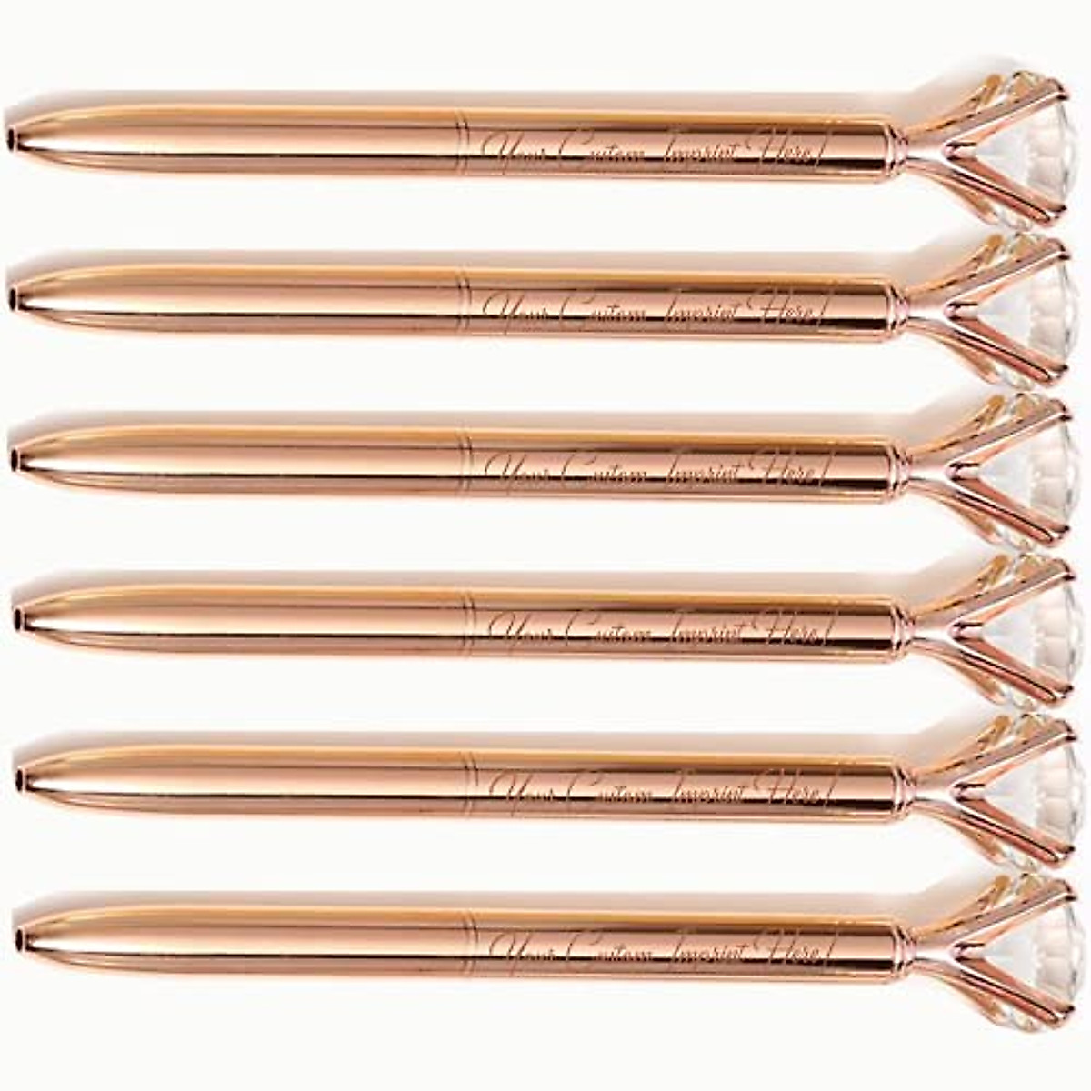 Personalized Pens with Name Personalized Pens in Bulk Custom Pens Personalized Bulk Customized Pens with Bussiness Name 6 PCS Diamonds Personalized Pens with Free Engraving (Rose Gold)