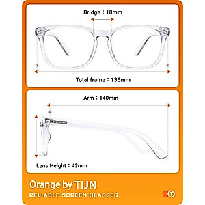 TIJN Blue Light Blocking Glasses for Women Men Clear Frame Square Nerd Eyeglasses Anti Blue Ray Computer Screen Glasses