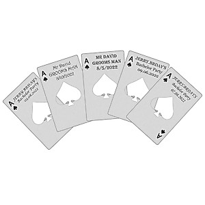JATEBI Personalized Custom Bottle Opener,Stainless Steel Credit Card Beer Bottle Opener Cap for Wedding Party, Groomsmen Gift,Father's Day(5Pack Silver)