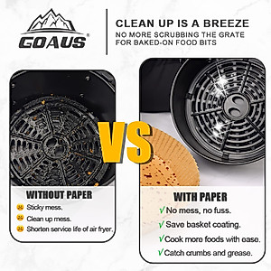 GOAUS Air Fryer 100 Pcs Round Paper Liners Disposable Large for 5 to 8 Qt Basket, 7.9 inch Unbleached Non-stick Oil-proof Parchment Paper