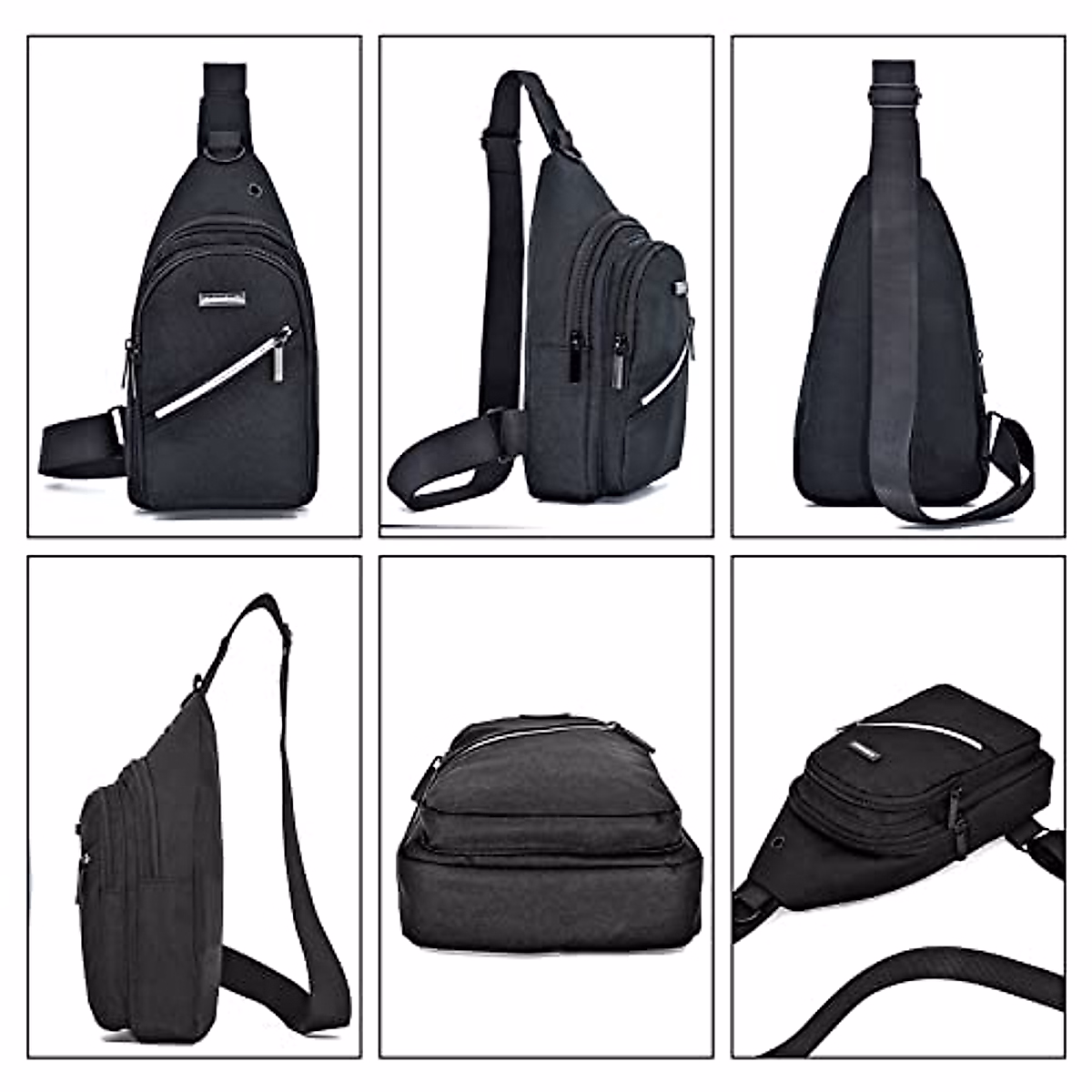 Aisijimo Small Sling Bag For Women Men Casual Crossbody Sling Backpack (Black-B)