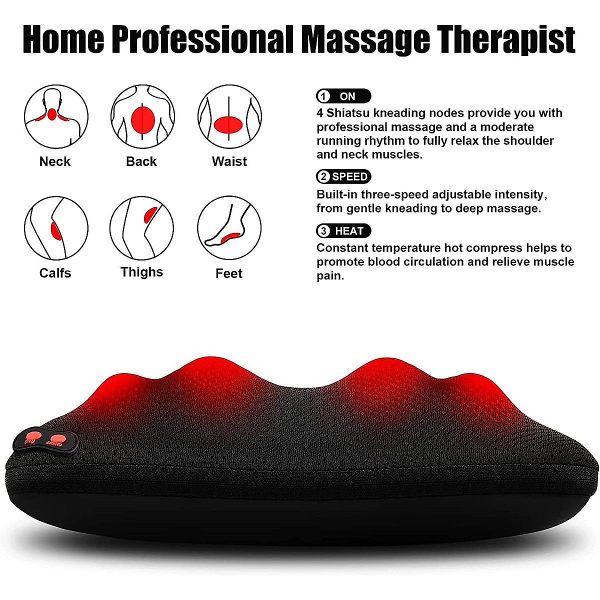 WOQQW Back Massager, Shiatsu Neck and Back Massager, Deeper Tissue Kneading Massage Pillow with Heat for Shoulders,Waist,Legs,Foot, Body Relieve Muscle Pain - Best Gift for Women/Men/Dad/Mom