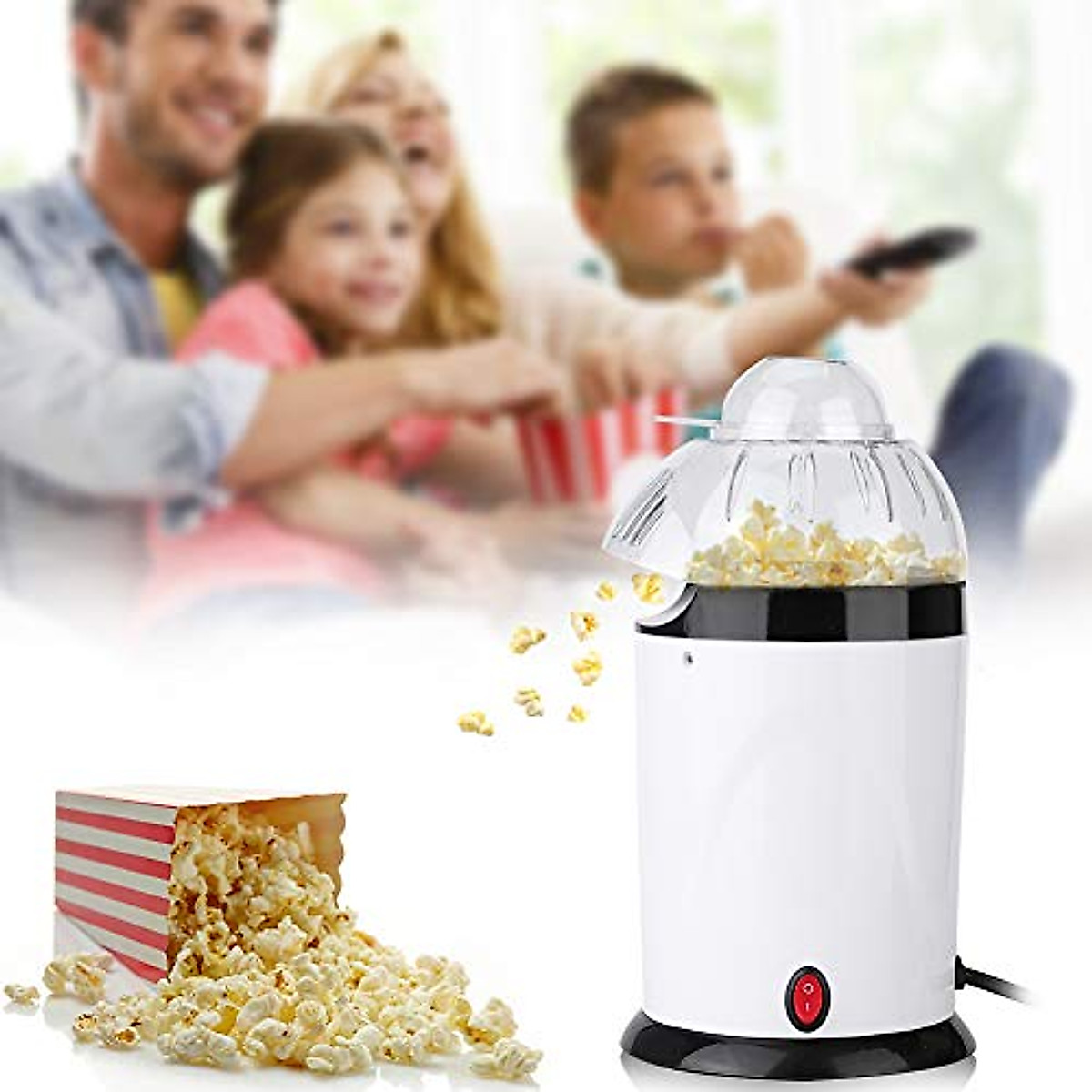 Ozgkee Household Mini Electric Blower Automatic Popcorn Popper Popcorn Maker EU Plug 220-240V White