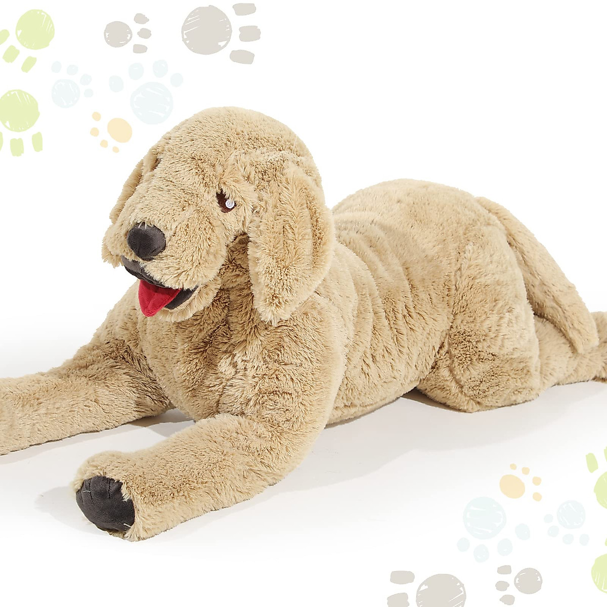 Geosar Giant Dog Stuffed Animals Fluffy Labrador Large Stuffed Dog Hugging Toy Big Cuddly Plush Body Pillow Gifts for Adult Kids, Pets Birthday Party Christmas New Year, Gold(100 cm/ 39.4 inch)