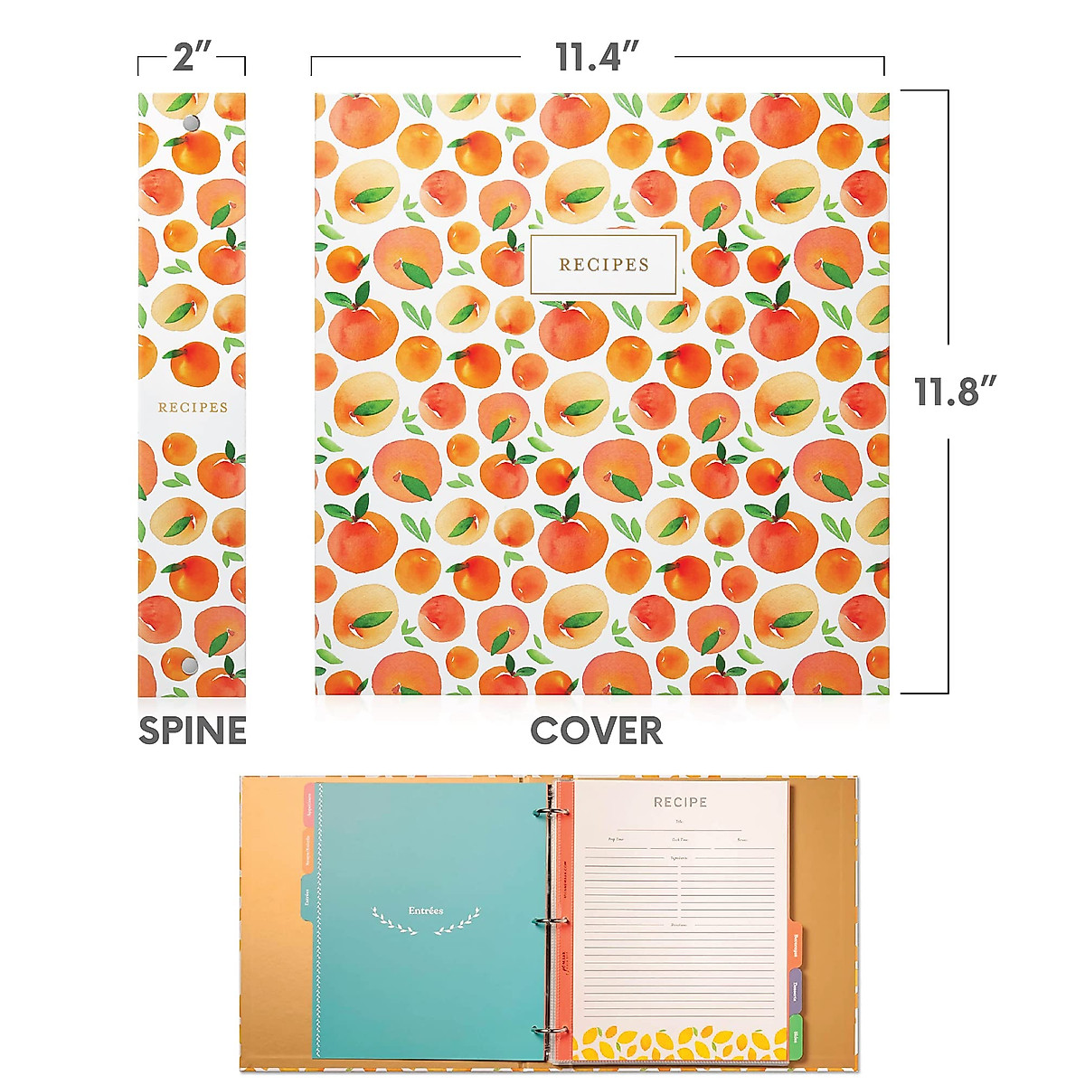 Jot & Mark Recipe 3 Ring Binder 8.5x11 | Full-Page with Clear Protective Sleeves to Write in Your Own Recipes and Color Printing Paper for Family Recipes