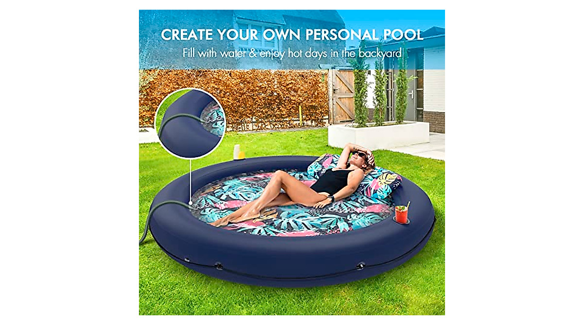 LUSVNEX Tanning Pool Lounger Float for Sunbathing & Outdoor Pool