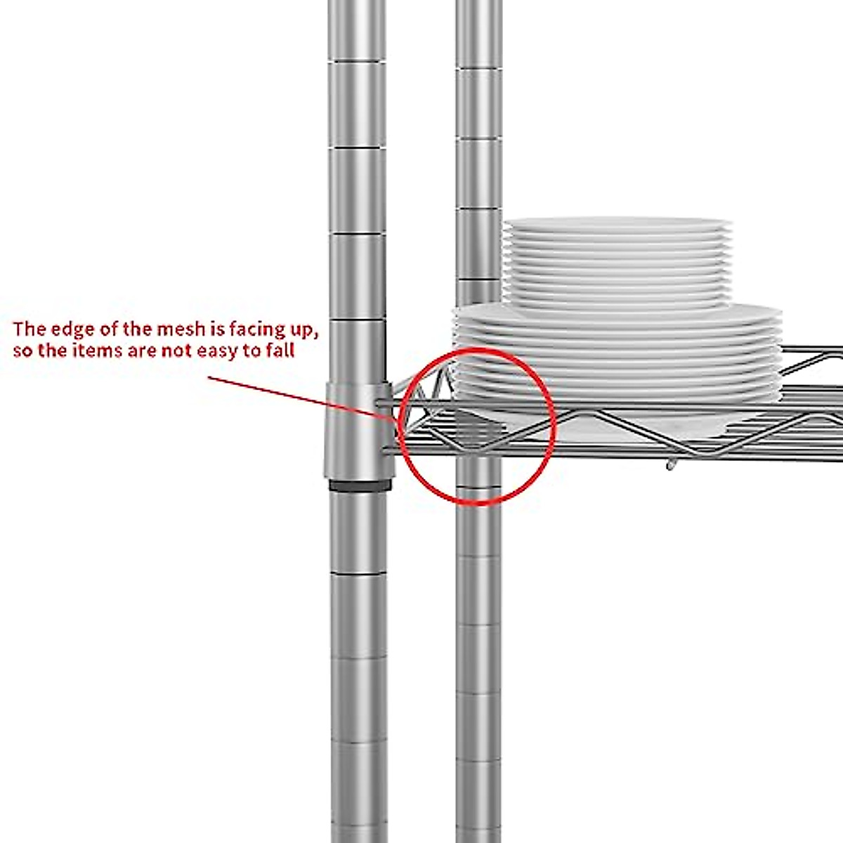 SINGAYE 5 Tier Storage Rack Wire Shelving Unit Thicken Heavy Duty Storage Shelves for Pantry Closet Kitchen Laundry 880Lbs Capacity 13.38"x 23.22"x 59.05"(DxWxH) Silver