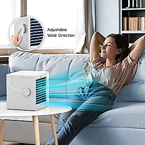 Afloia Portable Air Conditioner, Speed Adjustable 3 in 1 Evaporative Air Cooler Fan, USB Powered Personal Conditioner with 800ml Water Tank for Home, Office, Bedroom, Kitchen