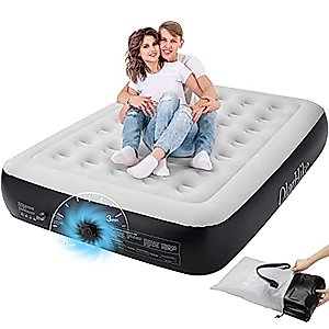 OlarHike Queen Air Mattress with Built in Pump,Inflatable Blow Up Airbed with Storage Bag,13" High Speed Inflation Black, Camping Accessories, Travel and Guests & Indoor
