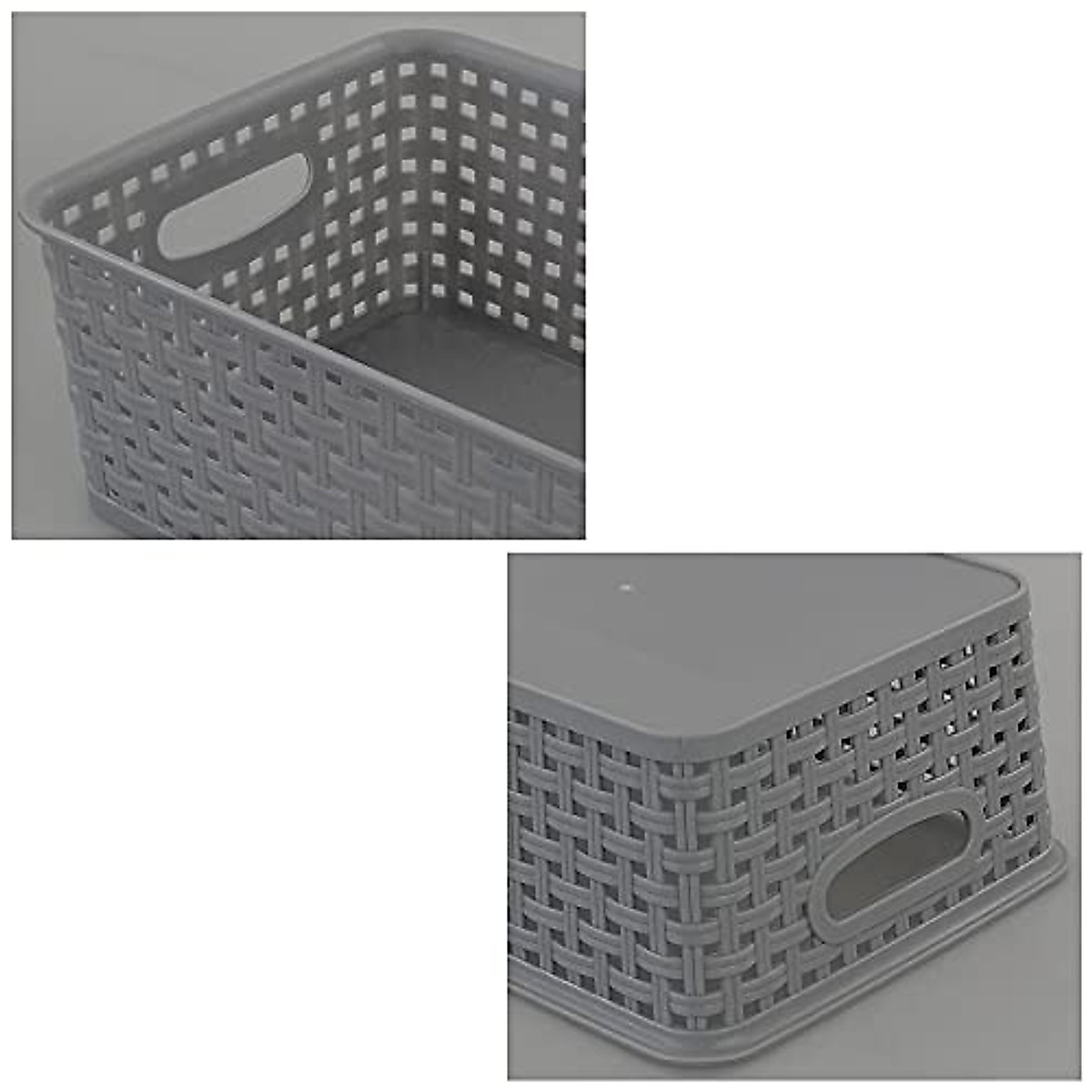 Wekioger Plastic Storage Baskets with Handles, Gray, Set of 6
