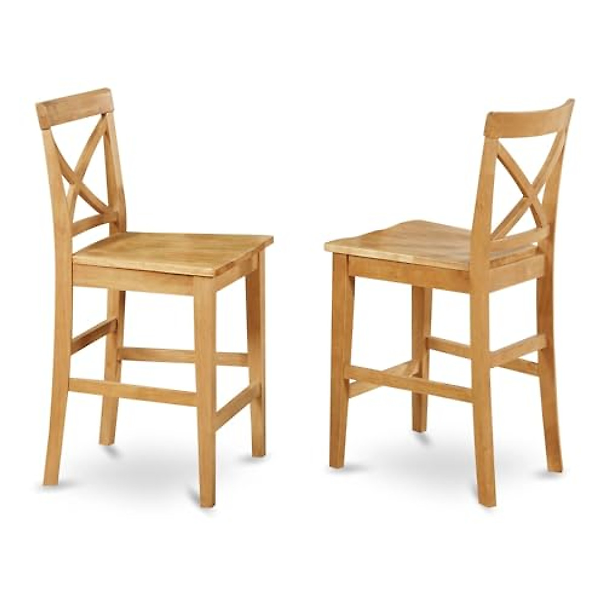 East West Furniture PBS-OAK-W Pub Counter-Height Bar Stool - Pub Height Kitchen Chairs, Set of 2, Oak