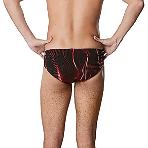 Speedo Men's Standard Swimsuit Brief Endurance+ Printed Team Colors, Solar Red, 36