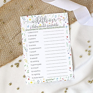 Little Wildflower Girl Baby Shower Party Games - What's On Your Phone and Word Scramble (2 Game Bundle) - 20 Dual Sided Cards - Baby in Bloom Party Supplies