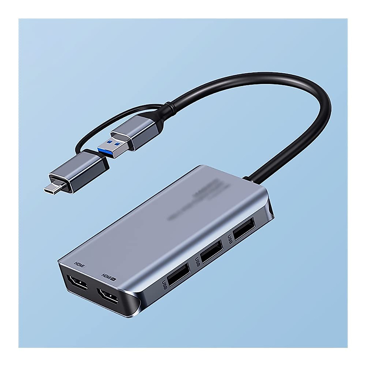 Port Expander USB to Dual HDMI Adapter Docking Station USB Hub with 2 HDMI, 3 USB 2.0 Port, Dual Monitor Display Adapter USB Splitter