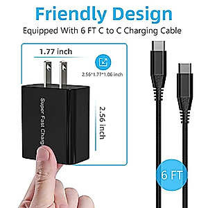 25W USB C Charger and Cable for Samsung Galaxy S23/S23 Plus/S21/S21 Plus/S22 Ultra/S20 FE Note 10 20 A53 A52 5G,A51 Z Flip 3 4/Z Fold 3,Pixel 6 Pro 4A 5 XL,Super Fast Charging Block Wall Power Adapter