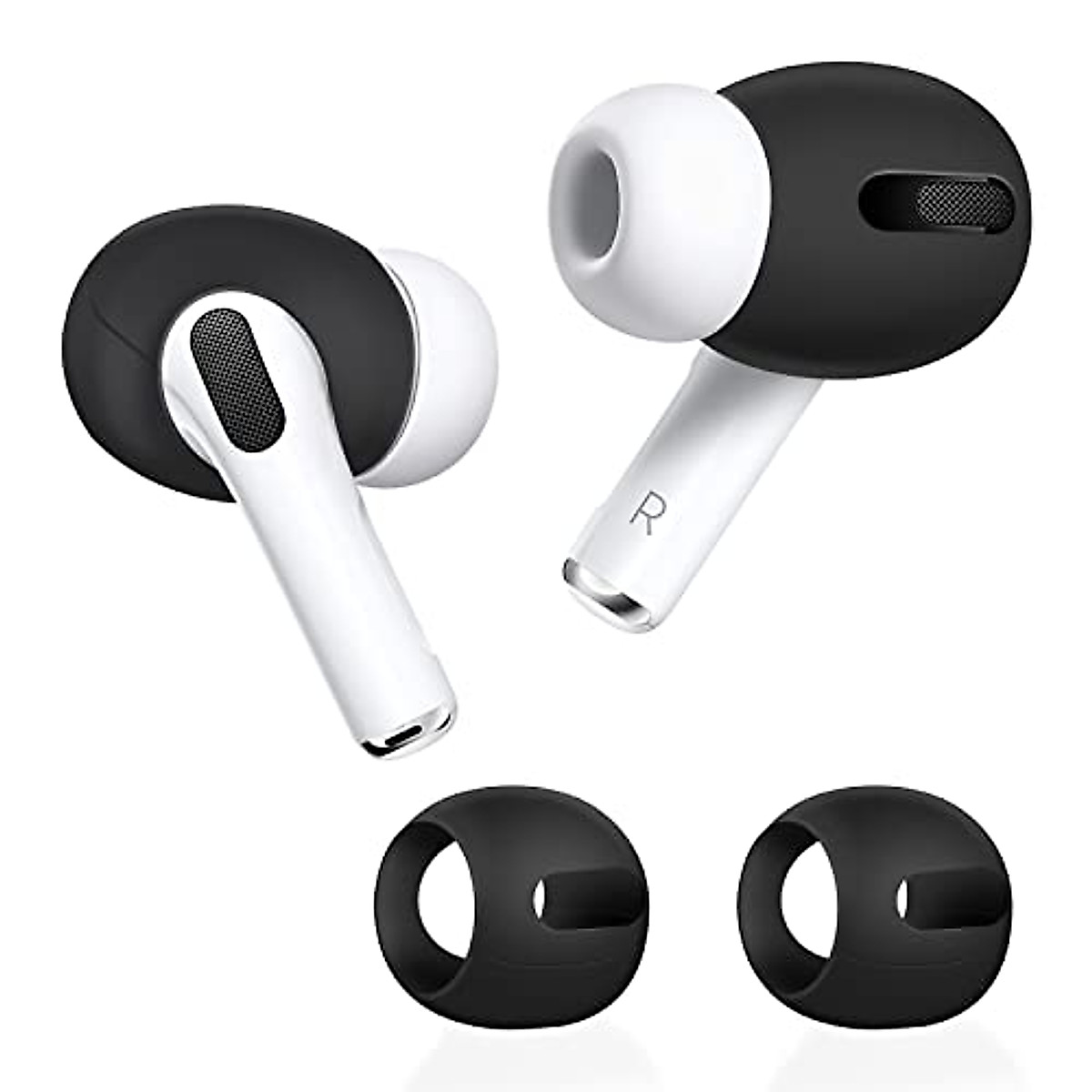 HoneyAKE for AirPods Pro 2 Ear Tips Covers Replacement Ear Tips for Apple AirPods Pro 2, Ultra-Thin Anti-Slip Earbuds Silicone AirPods Pro Ear Tips Accessories Eartips Fit in The Charging Case, Black