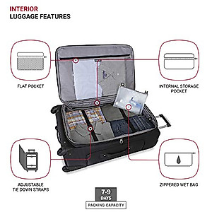 SwissGear Sion Softside Expandable Roller Luggage, Black, Checked-Large 29-Inch