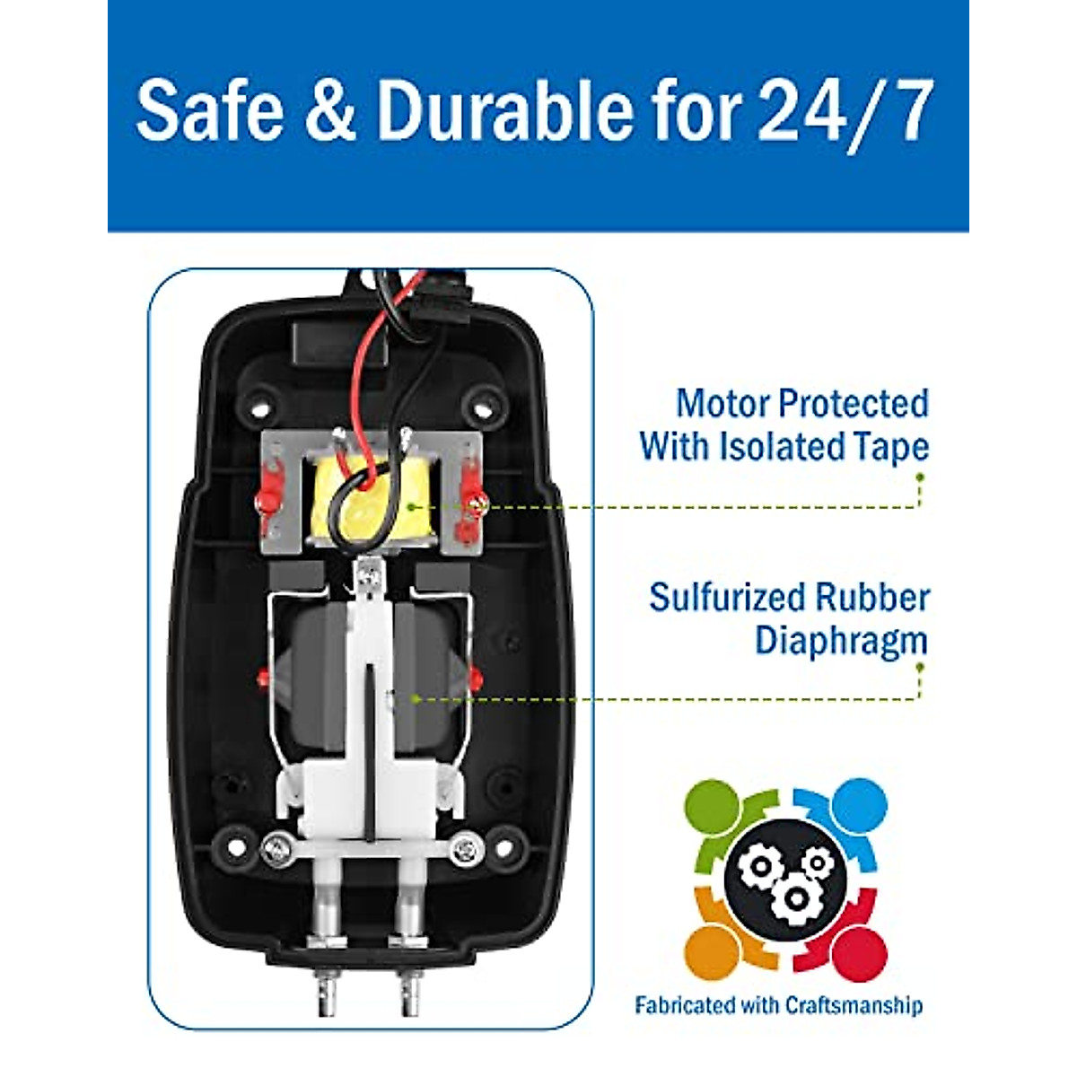 Pond Aeration Kit – AquaMiracle Pond Air Pump Kit Koi Pond Aerator for Pond up to 1000 Gallons Pond Deicer All-in-One Pond Aeration System with Double Outlet Airline Tubing Air Stones Check Valves