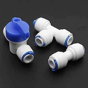 Pxyelec DC 24V 1/4 inch Inlet Feed Water Solenoid Valve Quick Connect Water Inlet Flow Switch and Wire, Quick Connect Water Purifiers Tube Fittings for RO Water Reverse Osmosis System