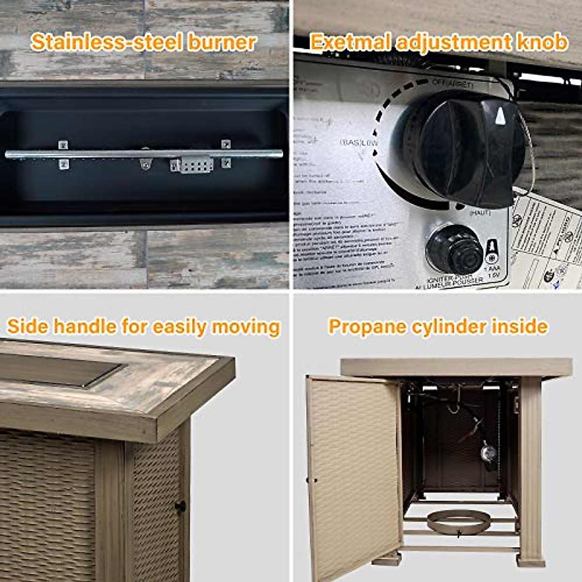 Summerville Propane Gas Fire Fit, 42 inch Outdoor Fire Pits Smokeless ...