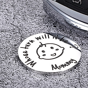 FANICE EOS New Baby Gifts for Parent Mom Dad Decision Coin for Women Men Pregnancy for First Time Mummy Daddy to Be Christmas Birthday Present Double-Sided (Silver)